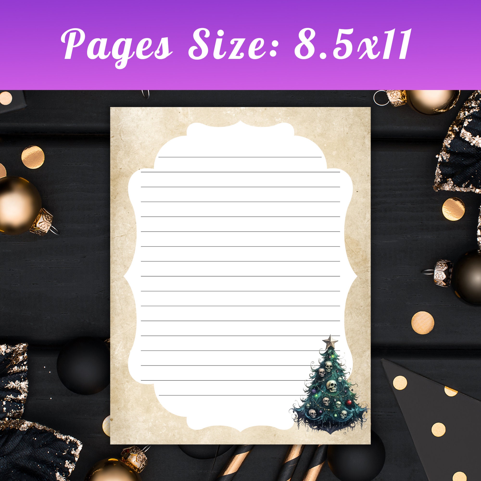 Gothic Christmas Stationary Printable Set 5 Design Holiday Stationary ...