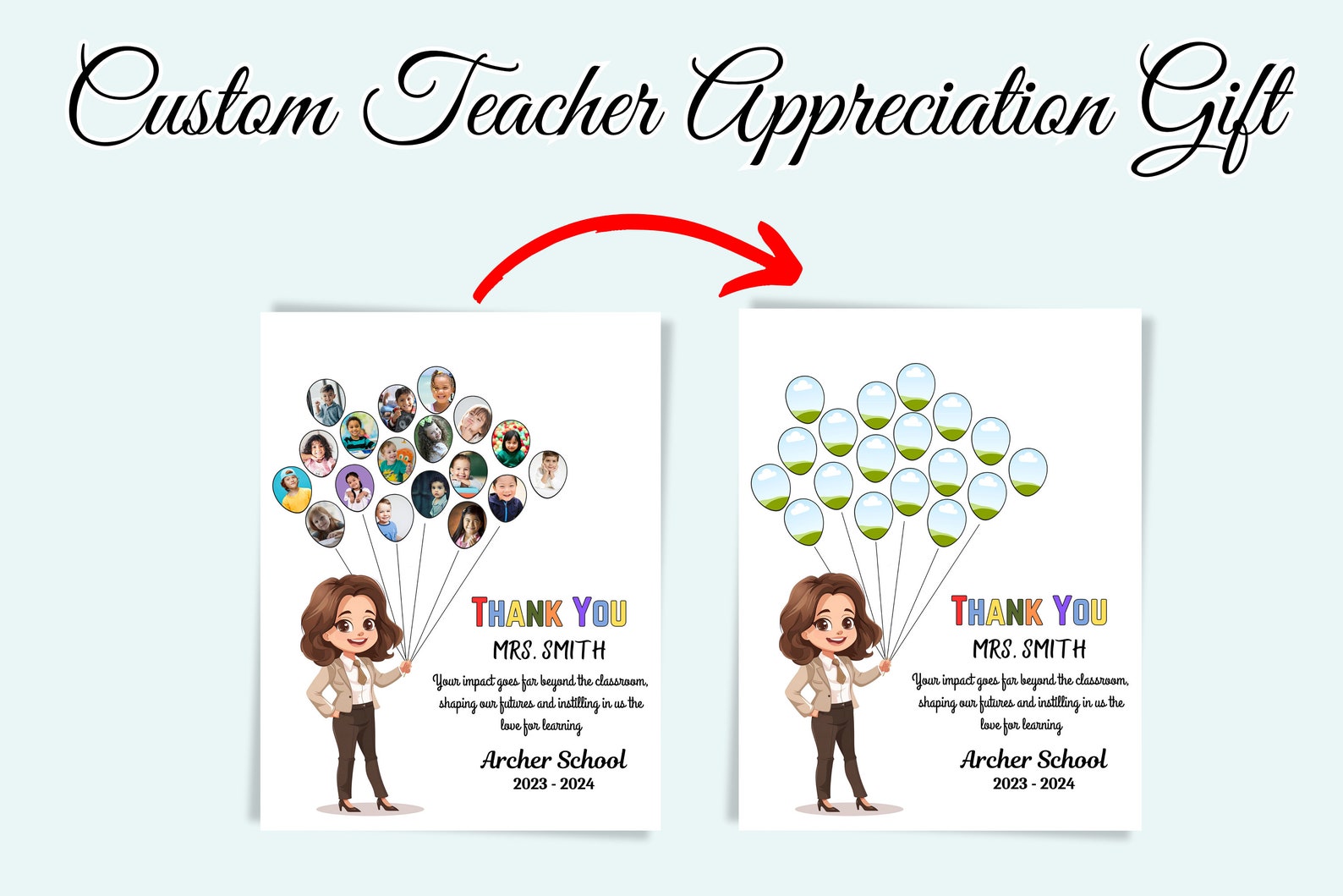Kinder Teacher Photo Custom Editable Appreciation Gift From Student ...