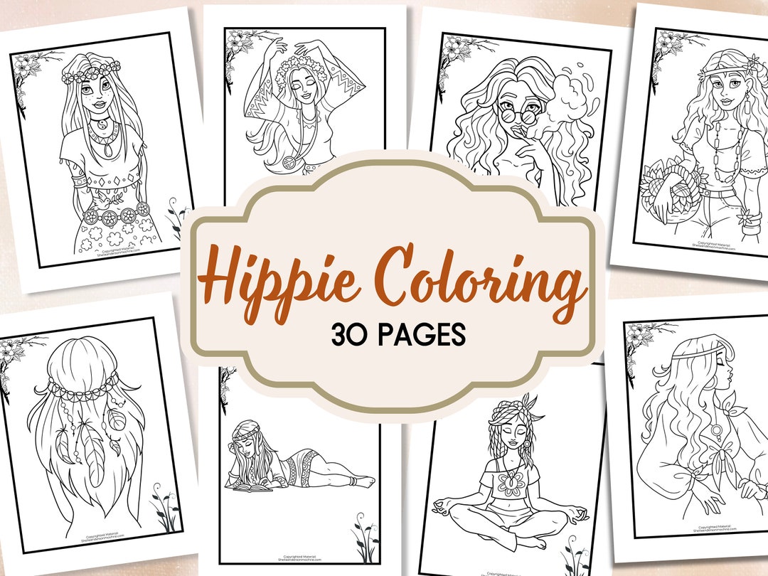 Printable Hippie Coloring Pages 30 Groovy Coloring Sheet for Adults ...