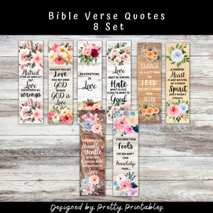 Bookmarks Bible Verse Quotes Bundle Set of 8 Floral Watercolor ...