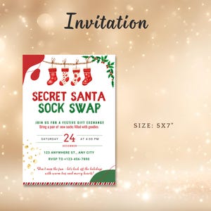 Sock Exchange Invitation Holiday Printable Party Invite Christmas ...