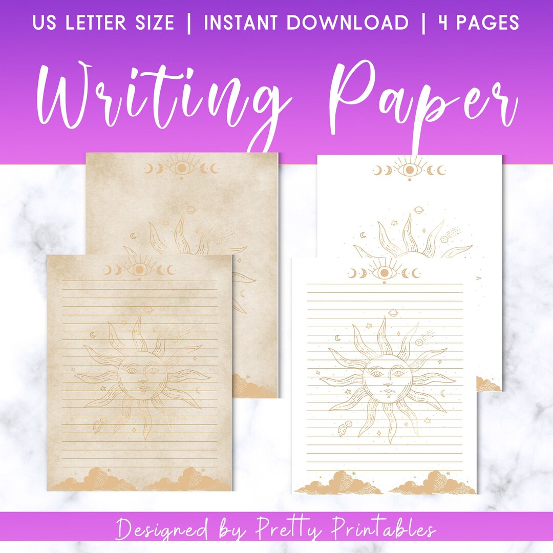 Celestial Theme, Writing Paper Printable Notes, Notes Planner, Notepad ...