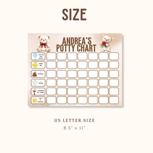 Editable Potty Chart for Girls Boys Bear Themed Toilet Training Chart ...