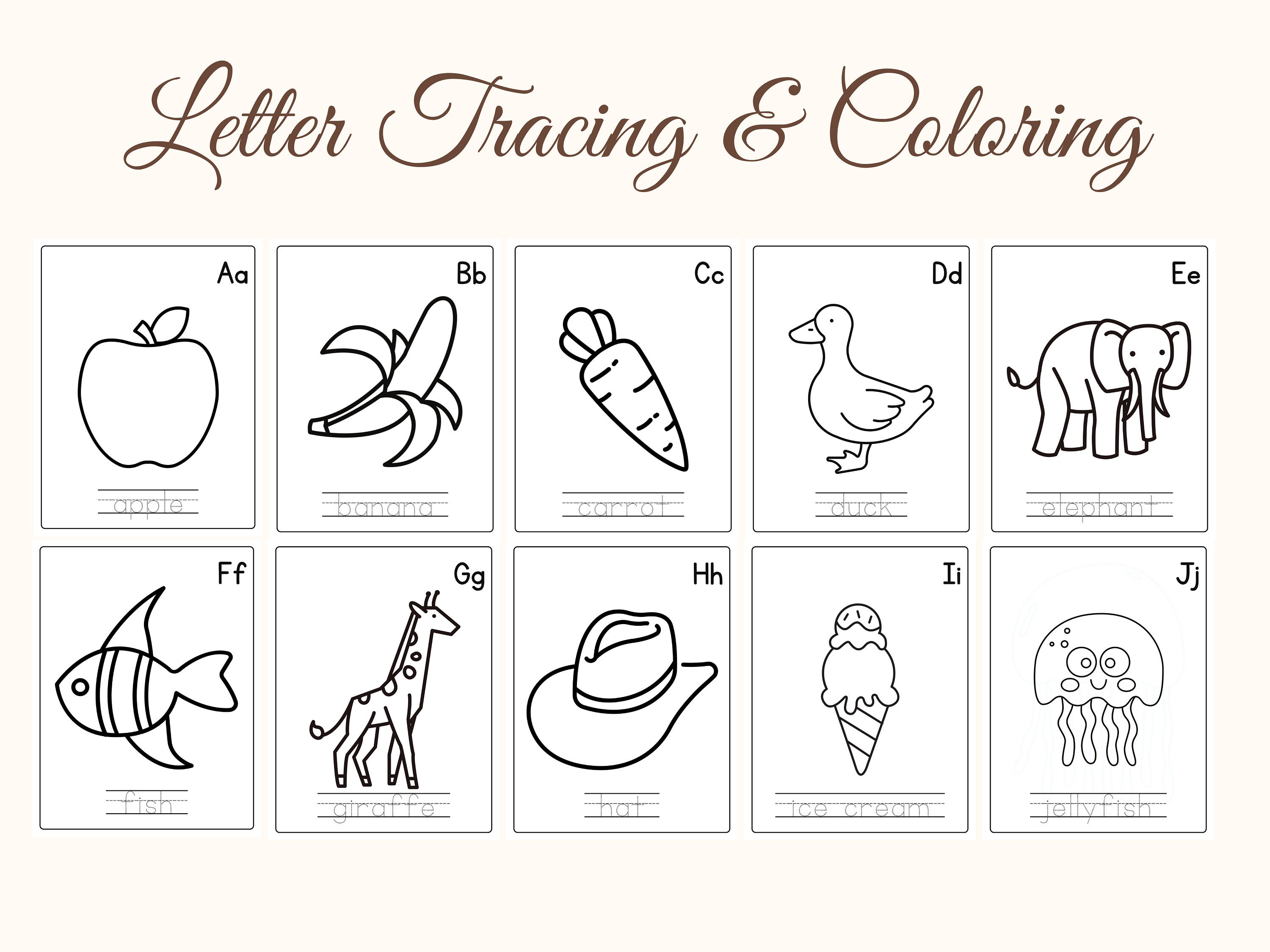 Alphabet Letter Craft 26 Letters Set Tracing Coloring Letters Beginning ...