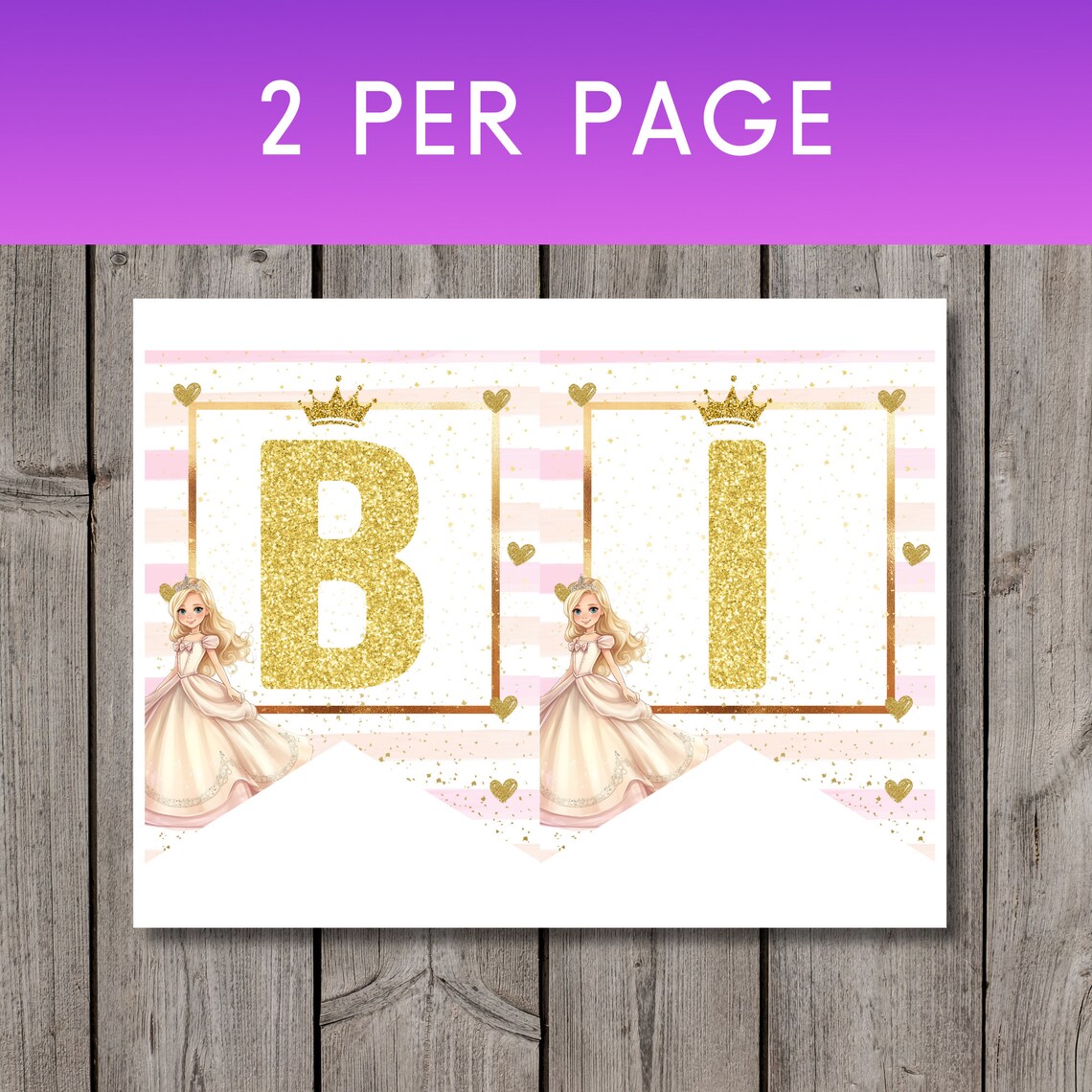 Princess Happy Birthday Banner Printable Princess Birthday Banner ...