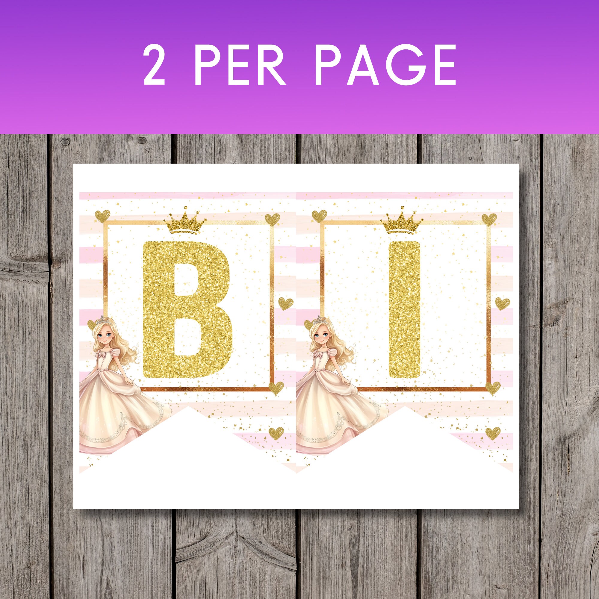 Princess Happy Birthday Banner Printable Princess Birthday Banner ...