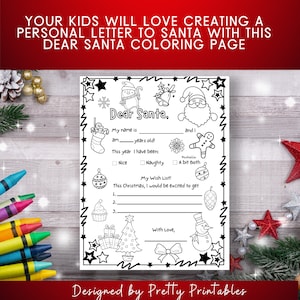 Letter to Santa Coloring Page, Christmas Wish List Printable, Santa ...