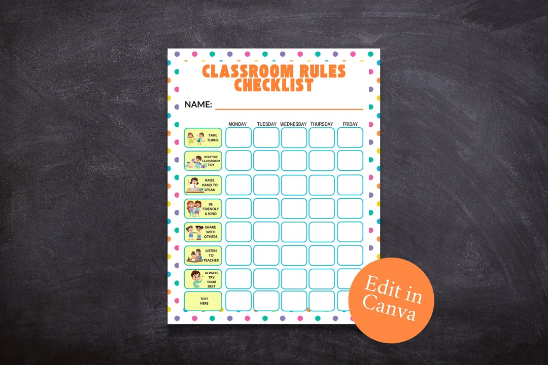 Student Classroom Rules Checklist Class Expectations Elementary ...