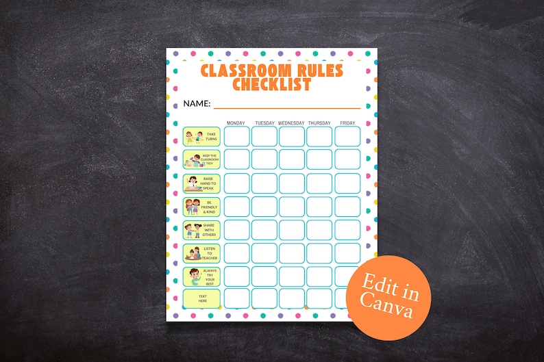 Student Classroom Rules Checklist Class Expectations Elementary ...