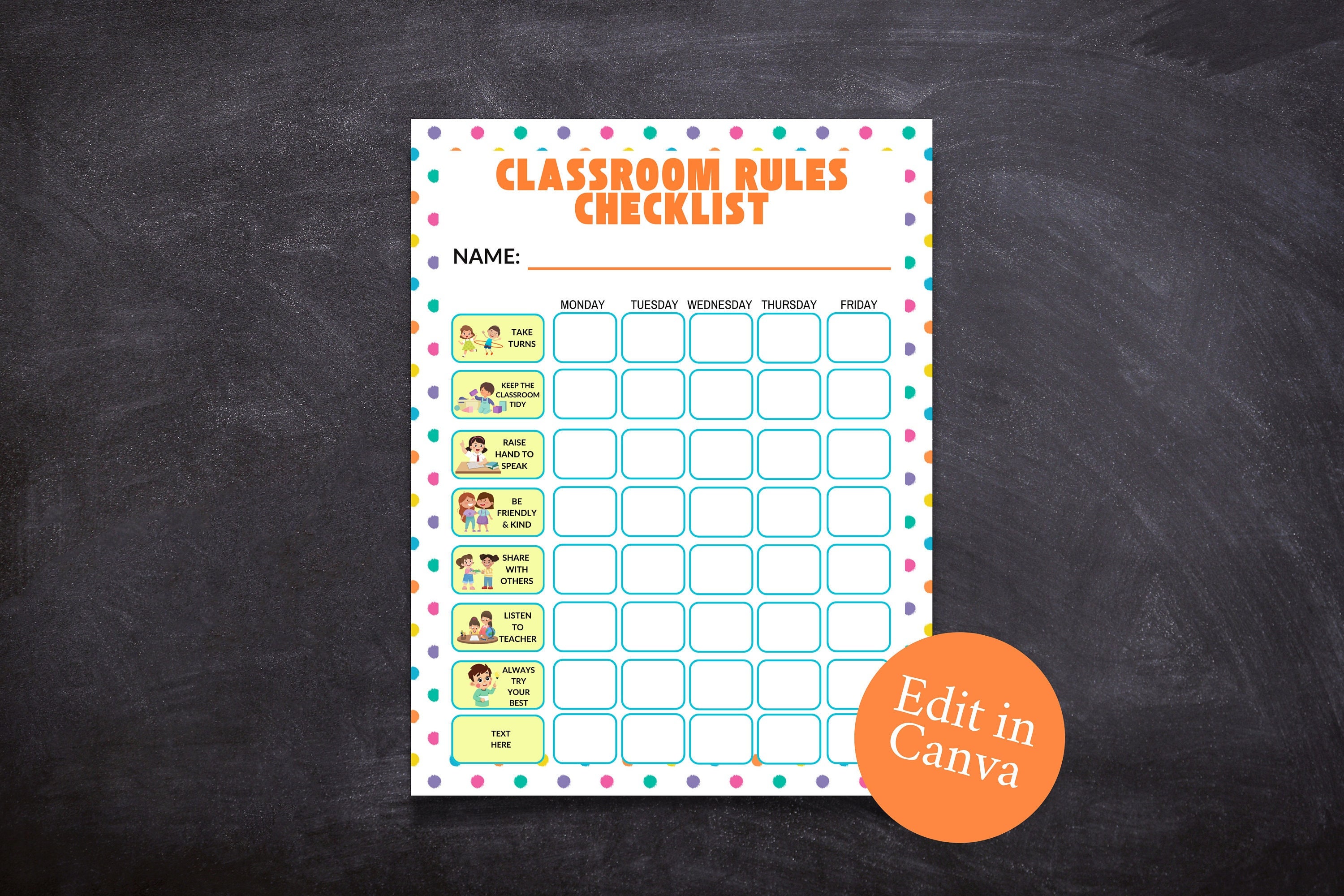 Student Classroom Rules Checklist Class Expectations Elementary ...