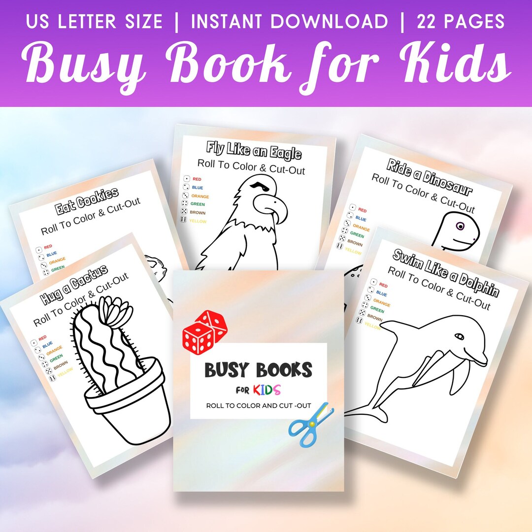 Busy Book Printable Pages Coloring and Cutting Activity - Etsy New Zealand