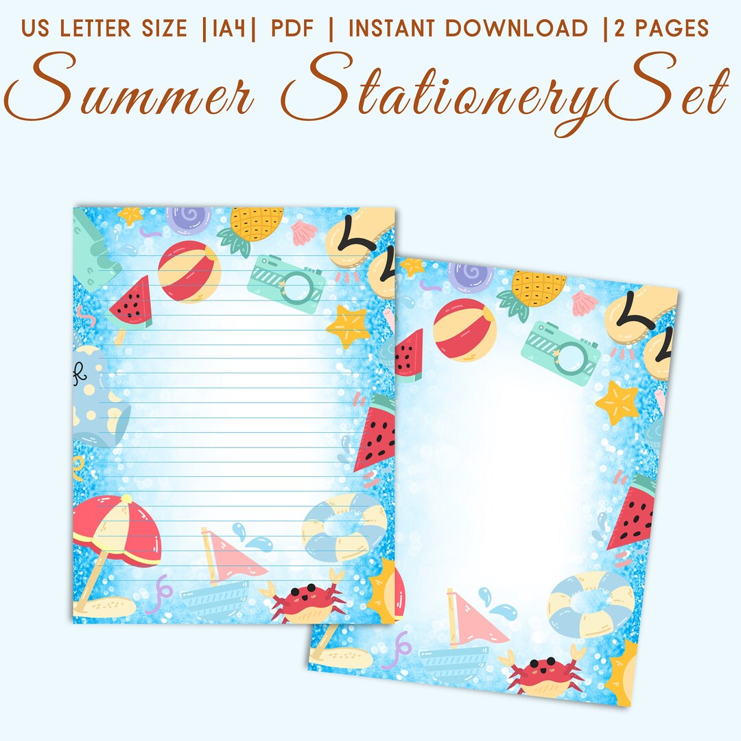 Summer Stationery Set Summer Fun Writing Paper With Watermelon ...