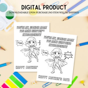 Mothers Day Coloring Card Printable Mothers Day Card for Kids Coloring ...