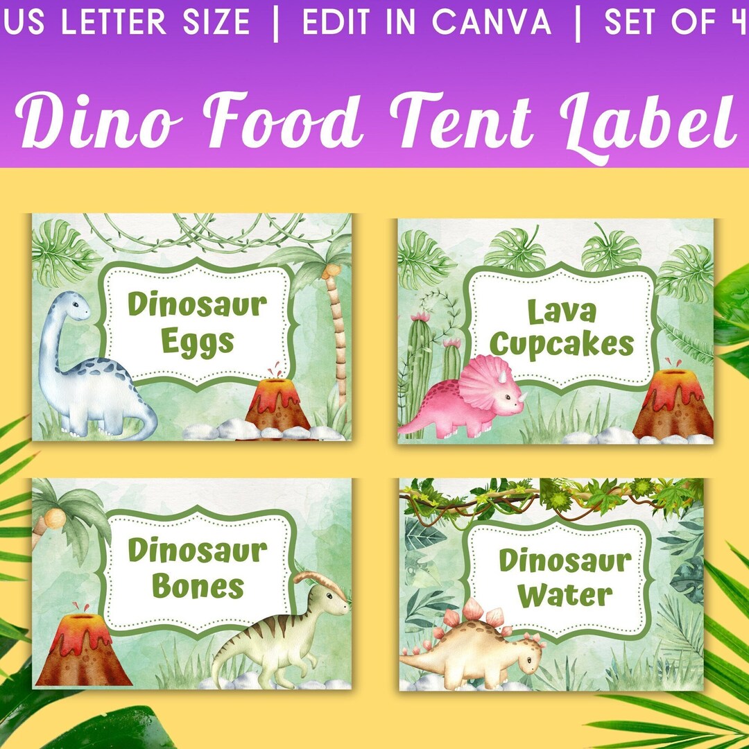 Editable Dinosaur Food Labels Dinosaur Food Cards Dinosaur - Etsy Australia