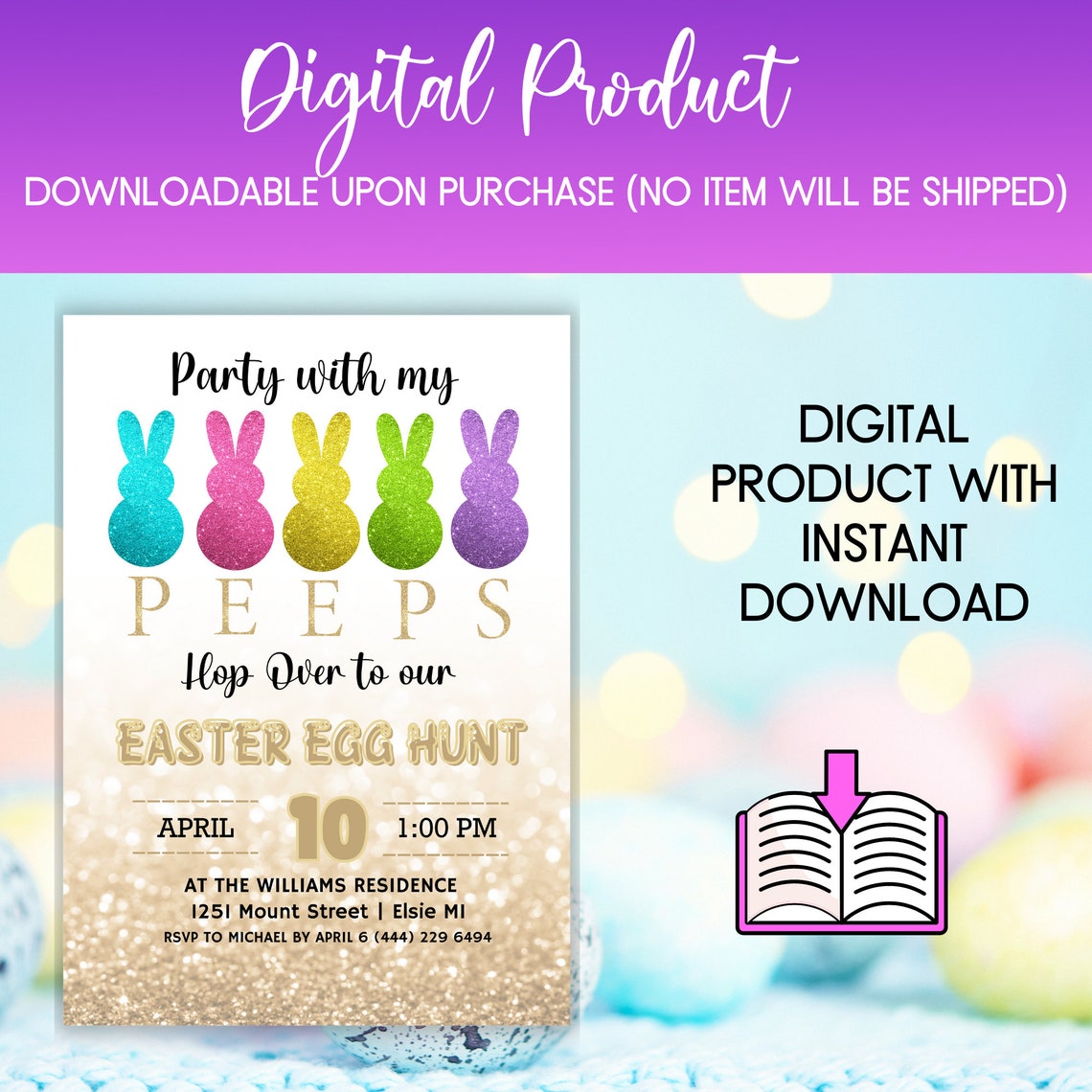 Customizable Easter Egg Hunt Invitation Editable Easter Invitation ...