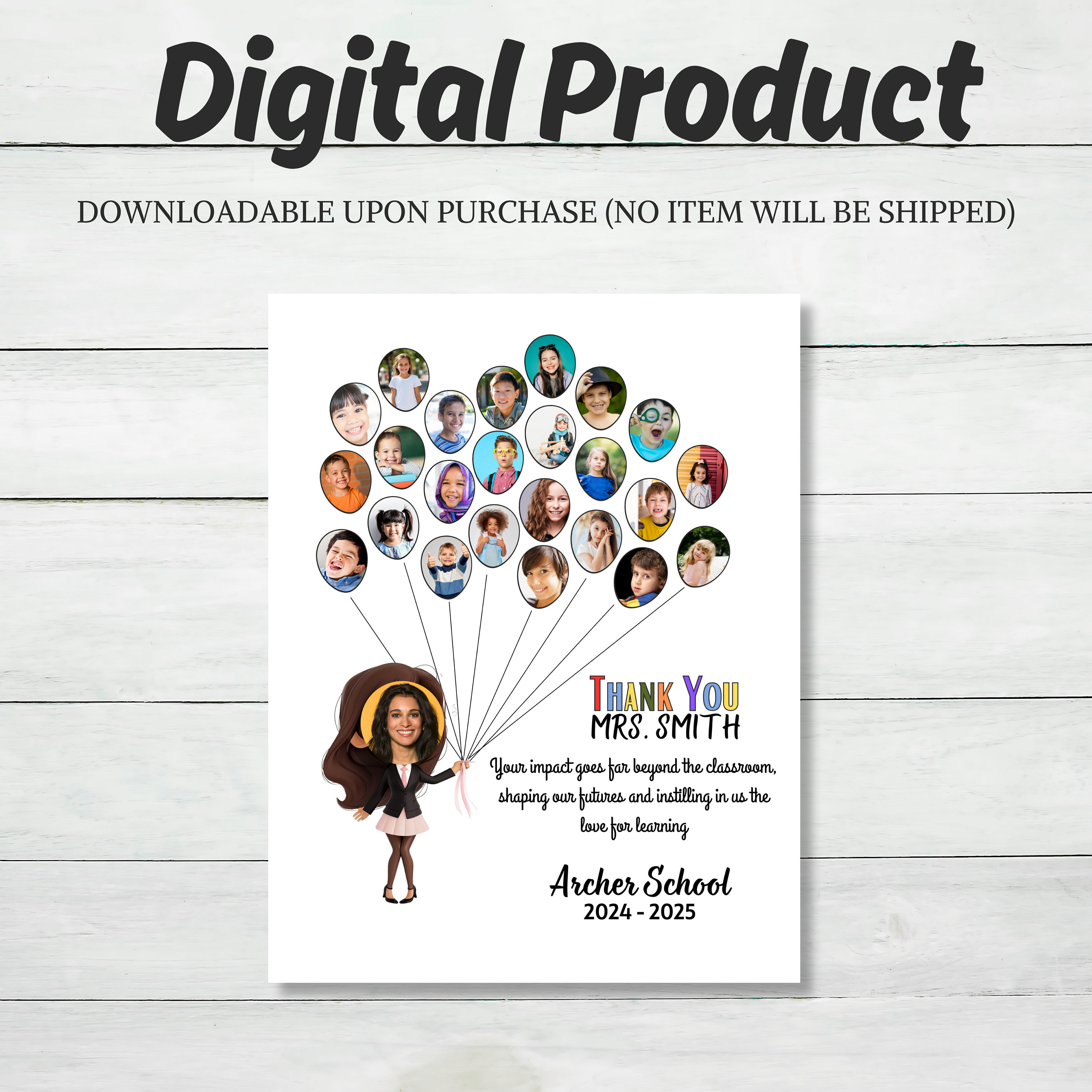 Teacher Photo Custom Editable Appreciation Gift From Student Photo ...