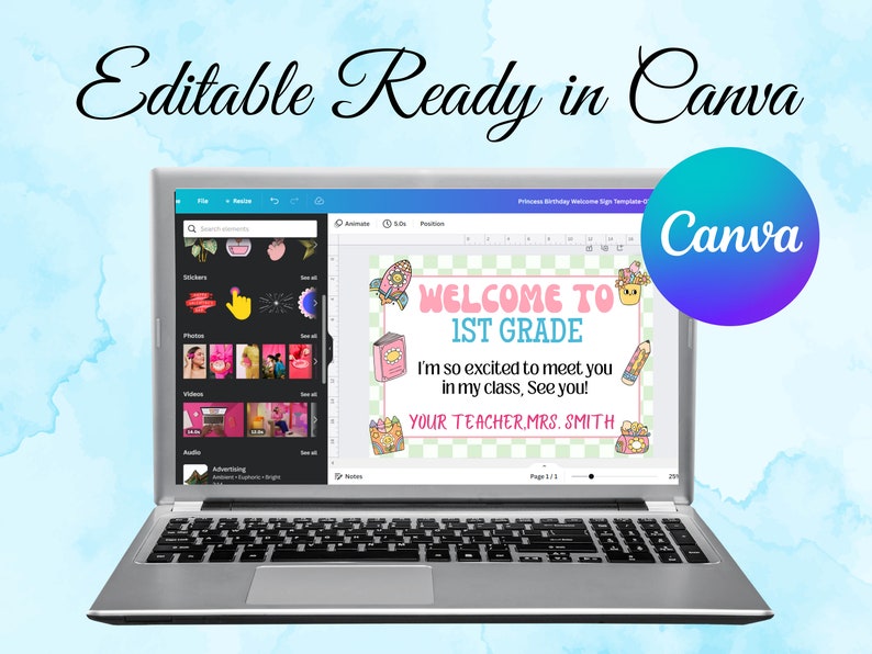 Editable Teacher Welcome Back to School for Students Pink Theme 1st ...