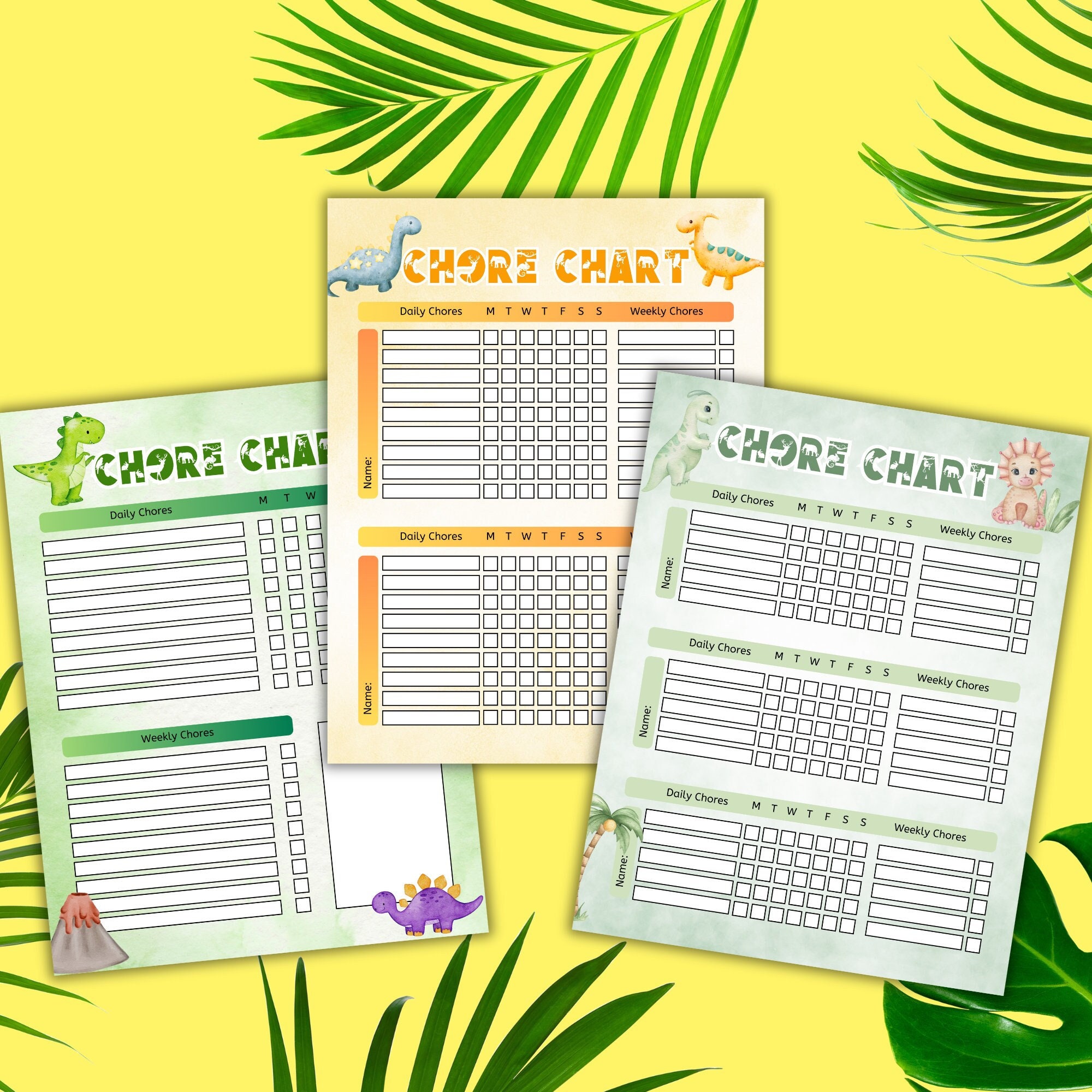 Dinosaur Chore Chart for Kids Checklist Routine Chart Kids Daily Chores ...