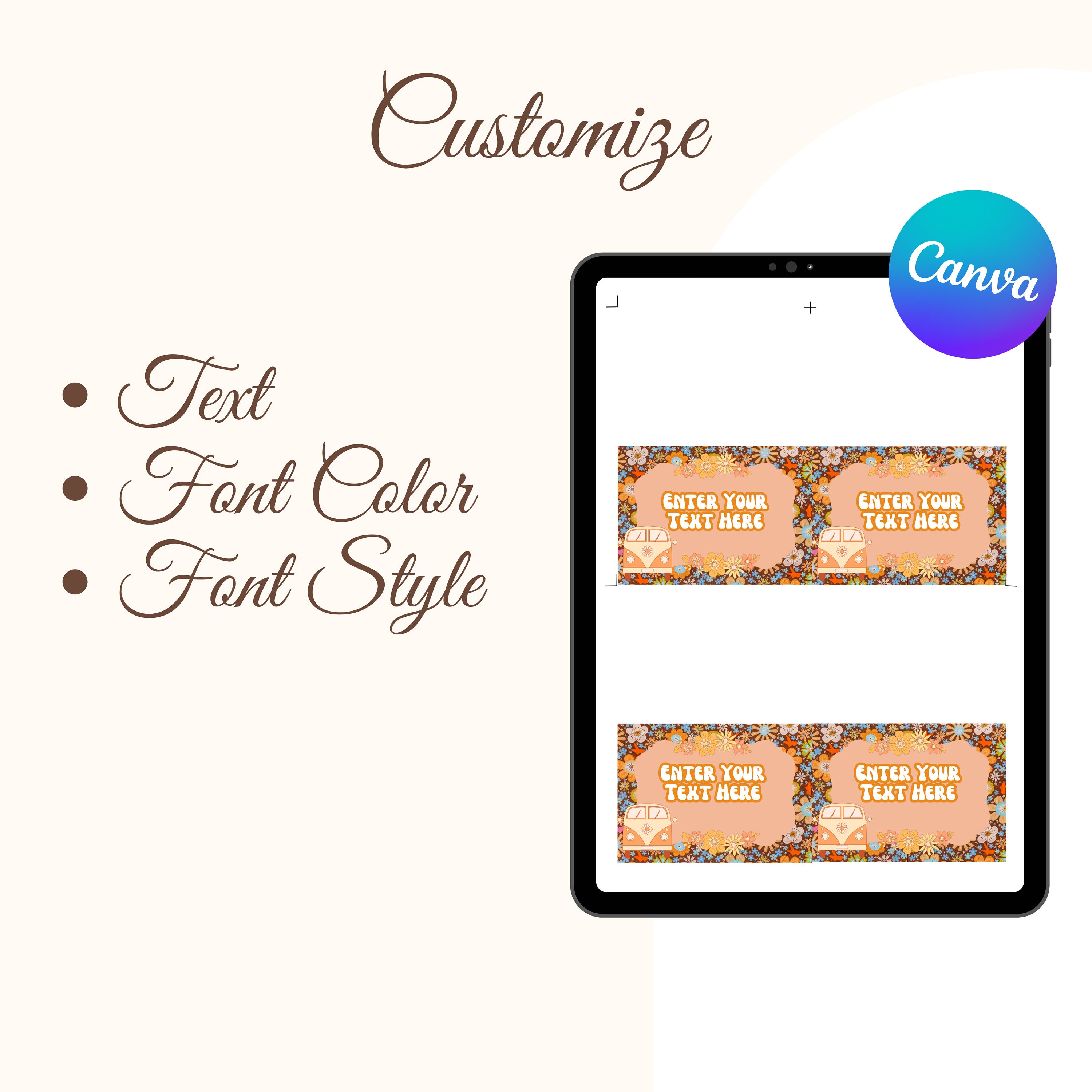 Editable Retro Party Food Label 1970s Blank Food Tent Cards Label ...