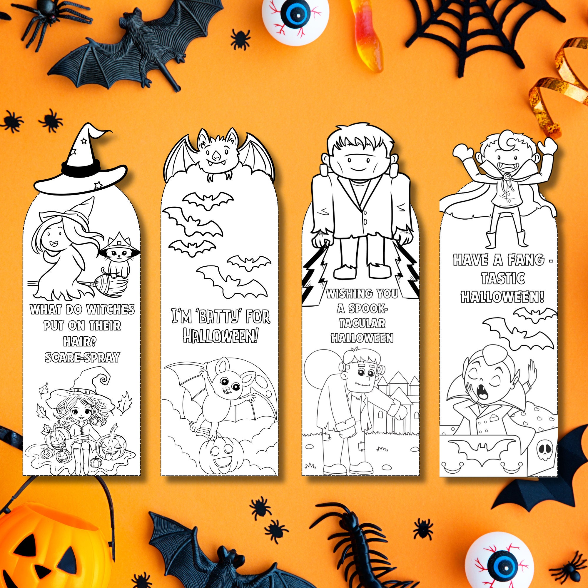 Printable Halloween Coloring Bookmarks to Color Halloween - Etsy