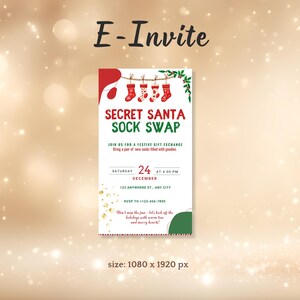 Sock Exchange Invitation Holiday Printable Party Invite Christmas ...