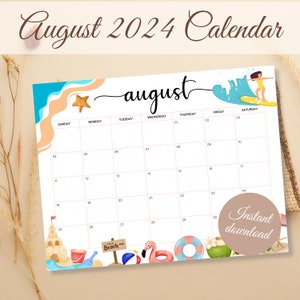 August 2024 Calendar Printable Kids Calendar 2024 Fillable Calendar ...