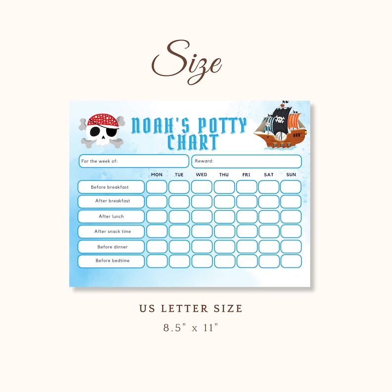 Custom Pirate Potty Chart for Boy Toilet Training Chart Kids ...