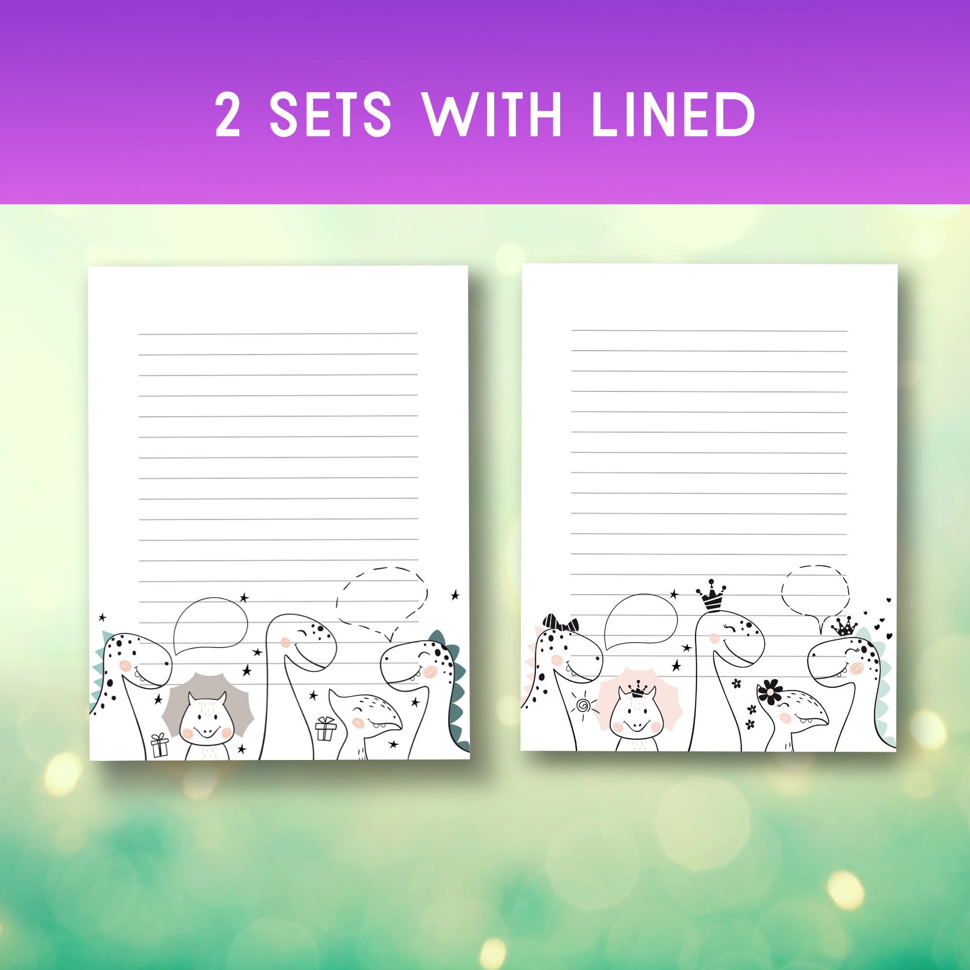 Printable Dinosaur Stationery Dinosaur Stationary Dinosaur Paper ...