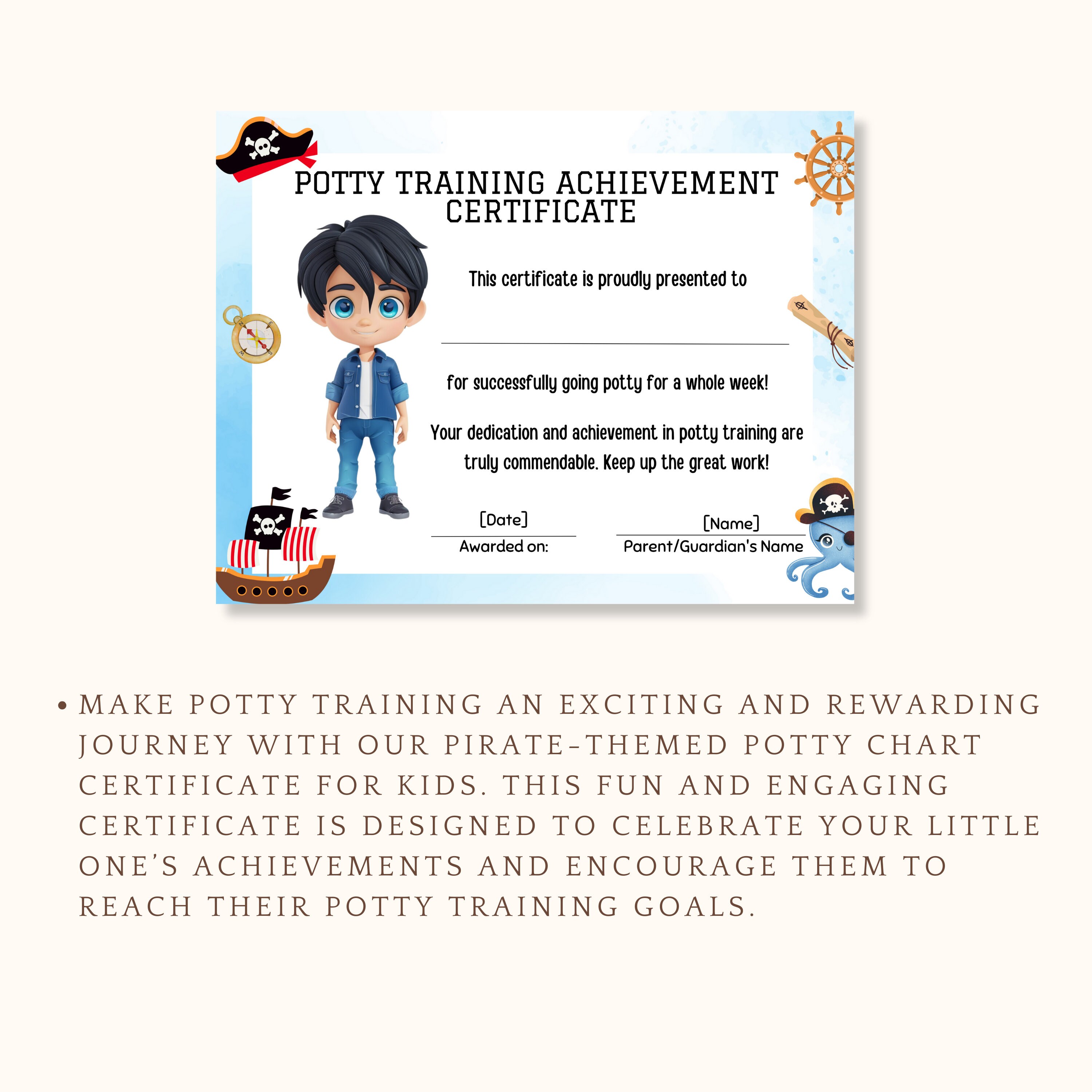 Custom Pirate Potty Chart for Boy Toilet Training Chart Kids ...