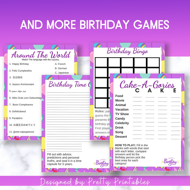 Adult Birthday Games Birthday Printable Bundle Word Scramble - Etsy