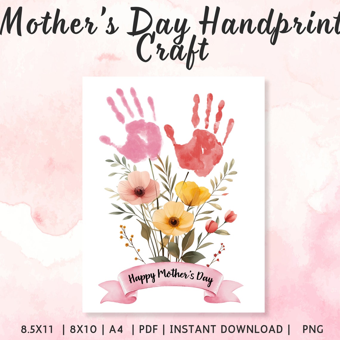 Mothers Day Handprint Craft Flower Bouquet Handprint Gift From Kids ...