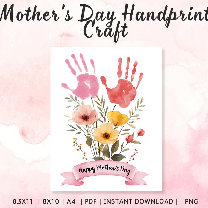 Mothers Day Handprint Craft Flower Bouquet Handprint Gift From Kids ...