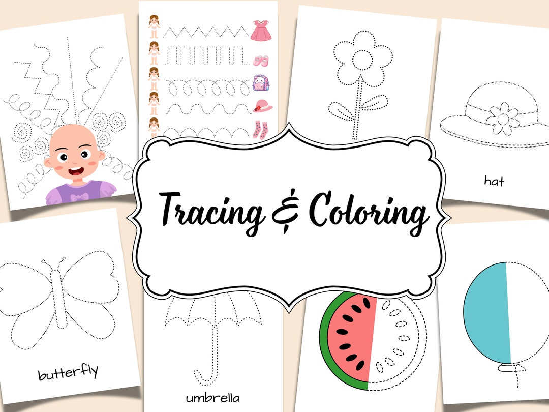 Early Learners Tracing Coloring Objects Activity Worksheets Set of 20 ...
