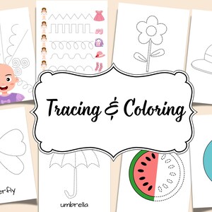 Early Learners Tracing Coloring Objects Activity Worksheets Set of 20 ...