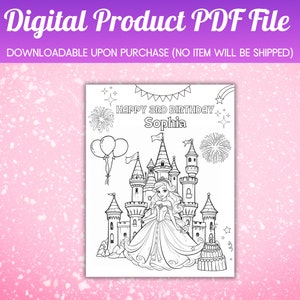 Editable Princess Birthday Coloring Princess Coloring Pages Princess ...