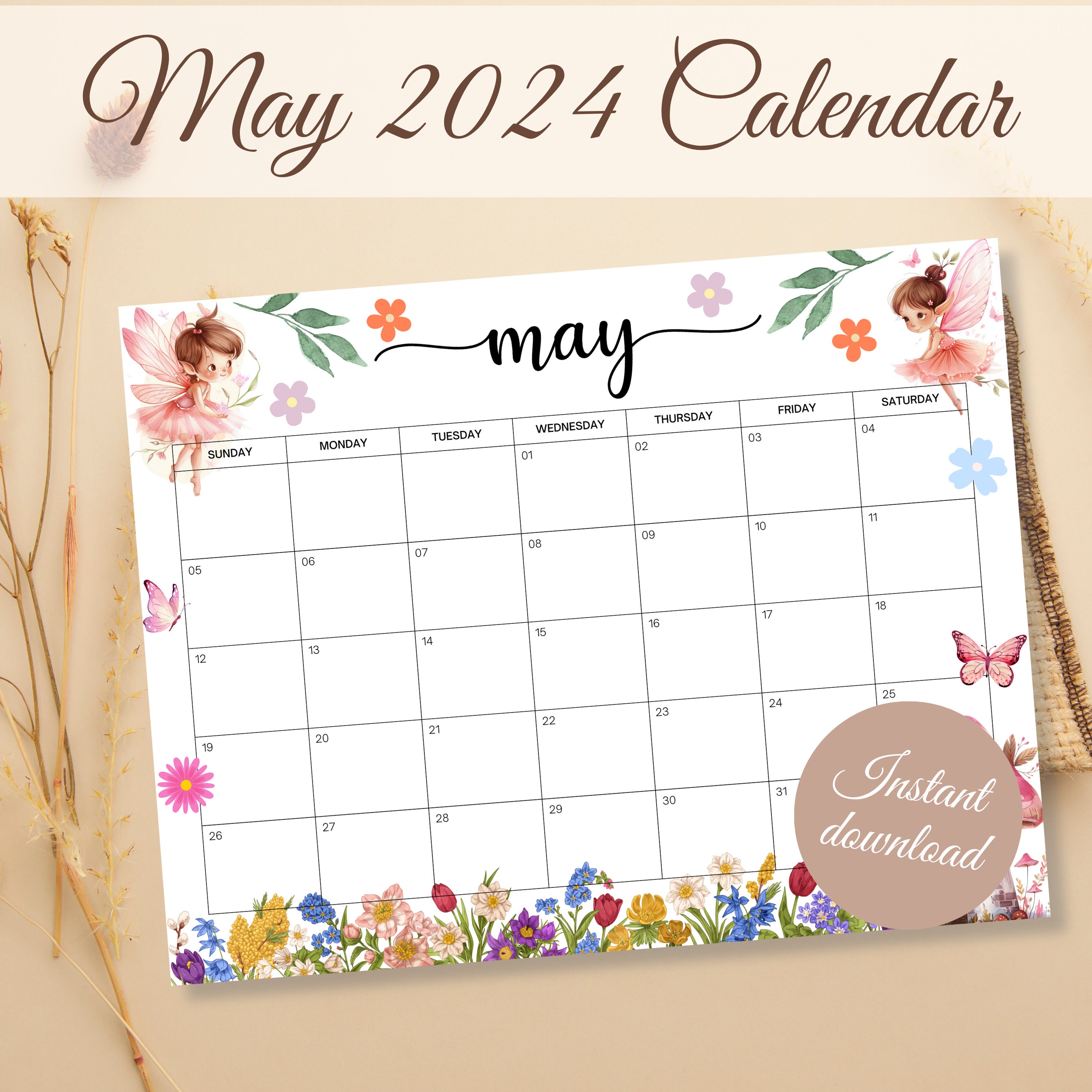 May 2024 Calendar Printable Kids 2024 Calendar Class Homeschool May ...