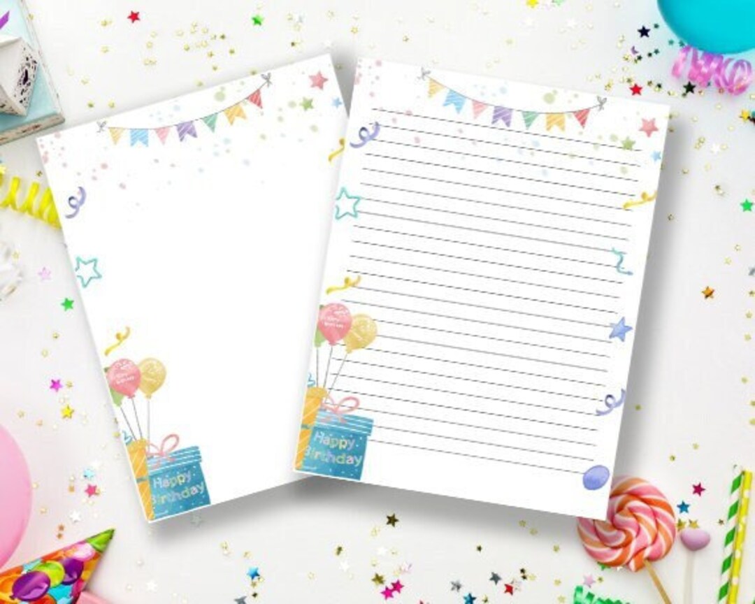 Happy Birthday Stationary Printable Stationery Birthday Paper for Him ...