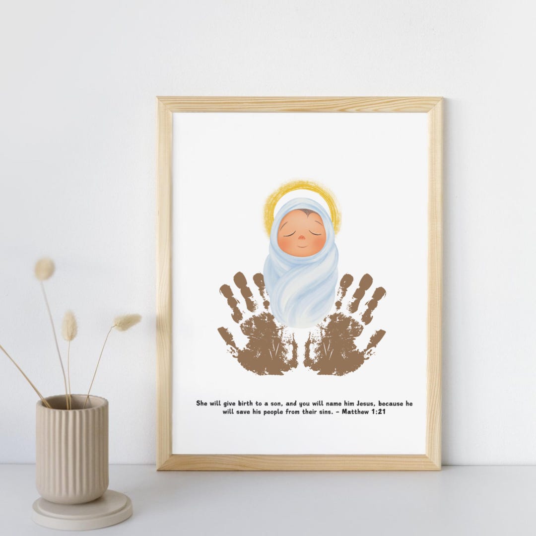 Nativity Baby Jesus Craft Printable Christmas Handprint Art DIY for Kid ...