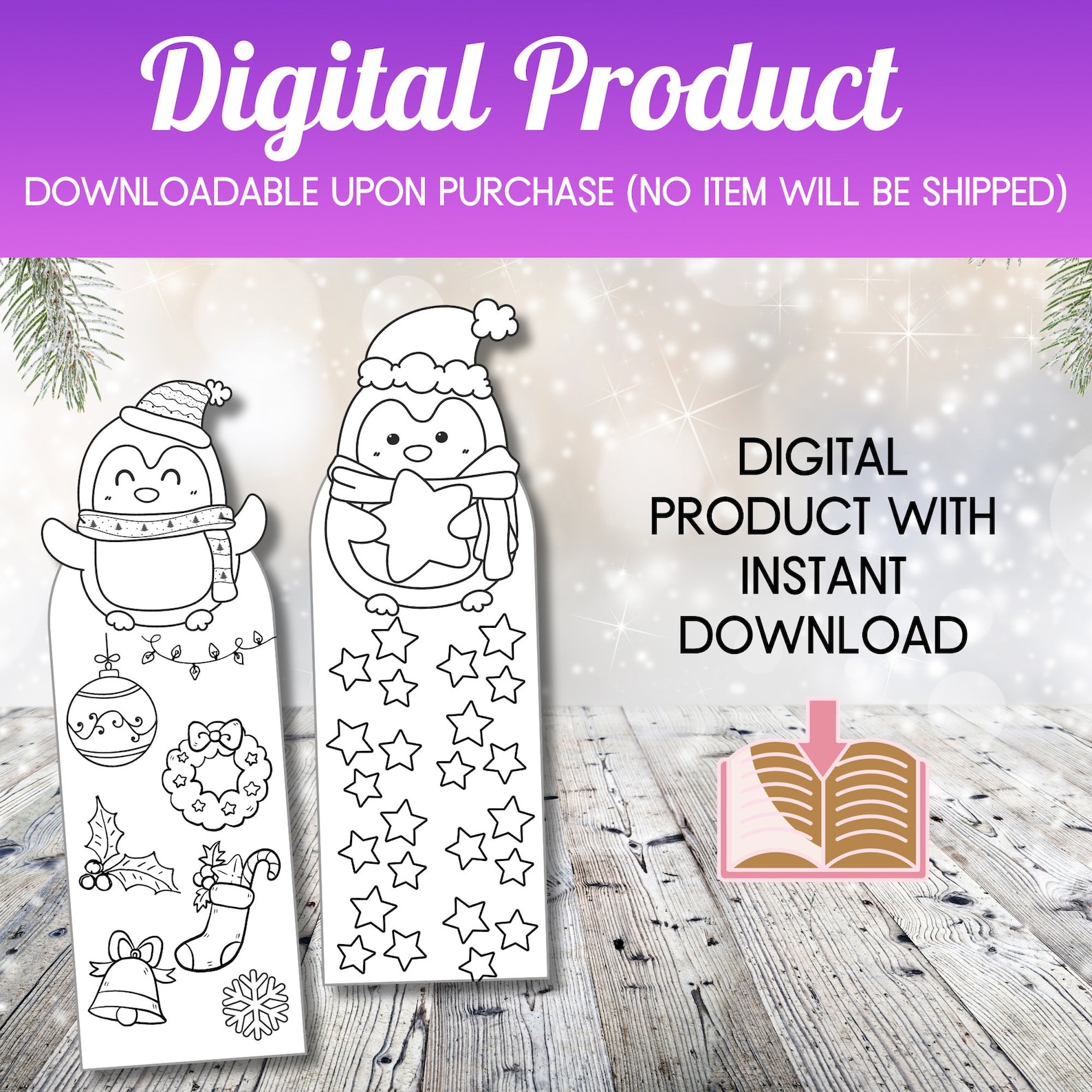 Printable Bookmarks for Kids Coloring Penguins Prek Elementary ...