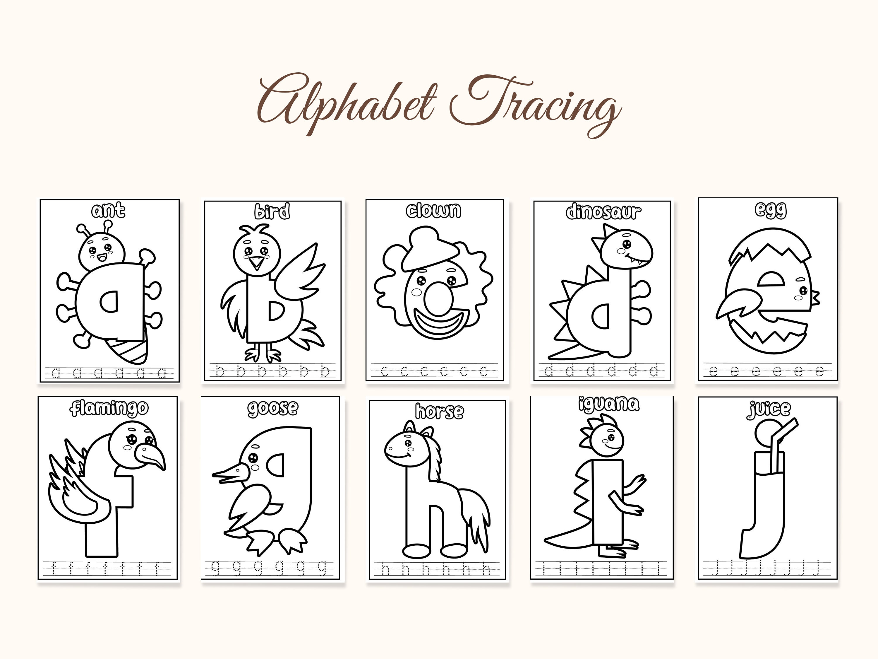 Alphabet Letter Craft 26 Letters Set Tracing Coloring Letters Beginning ...