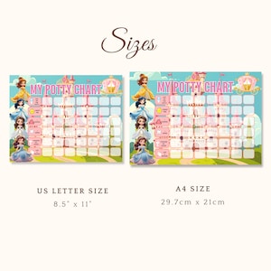 Printable Kids Princess Potty Chart for Girls Toddler Potty Training ...