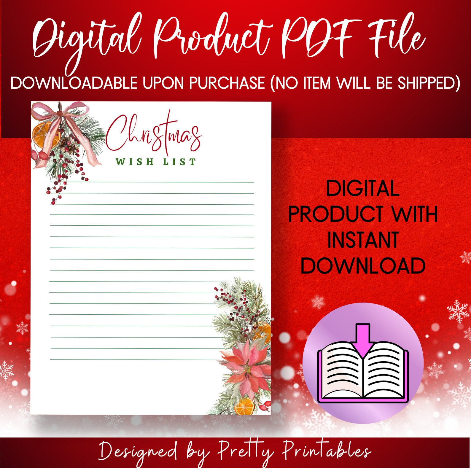 Christmas Wish List Printable, Santa Christmas List, Wish List Notepad ...