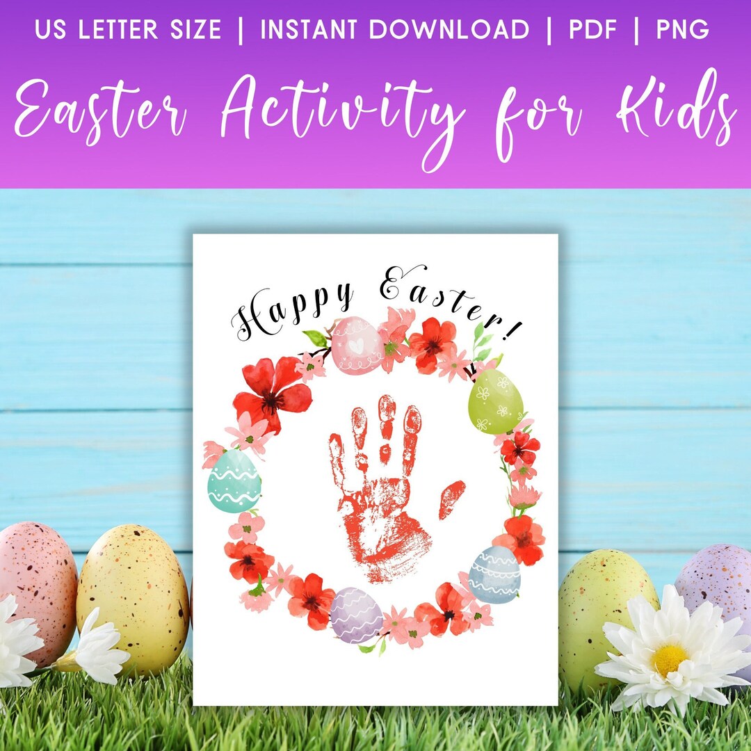 Easter Handprint Craft Printable Easter Craft Floral Wreath Easter ...