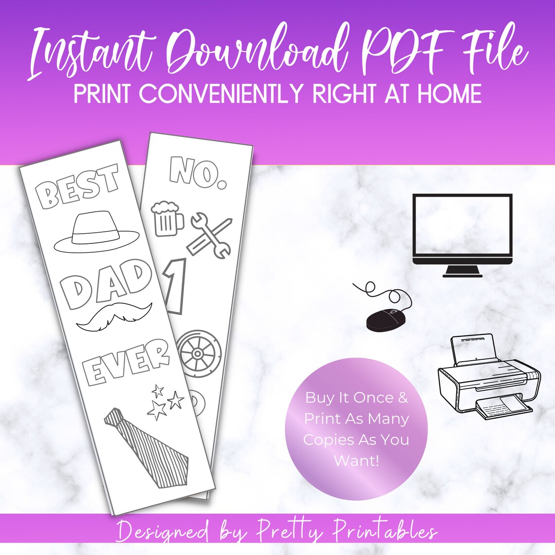 Fathers Day Bookmark, Printable Bookmarks for Kids, Printable Gift ...