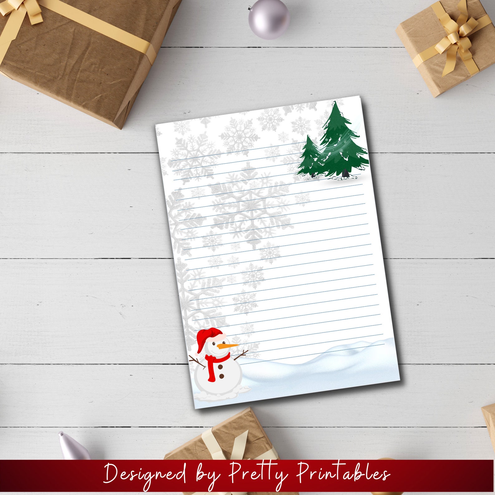 Winter Christmas Stationery Printable Holiday Stationery - Etsy