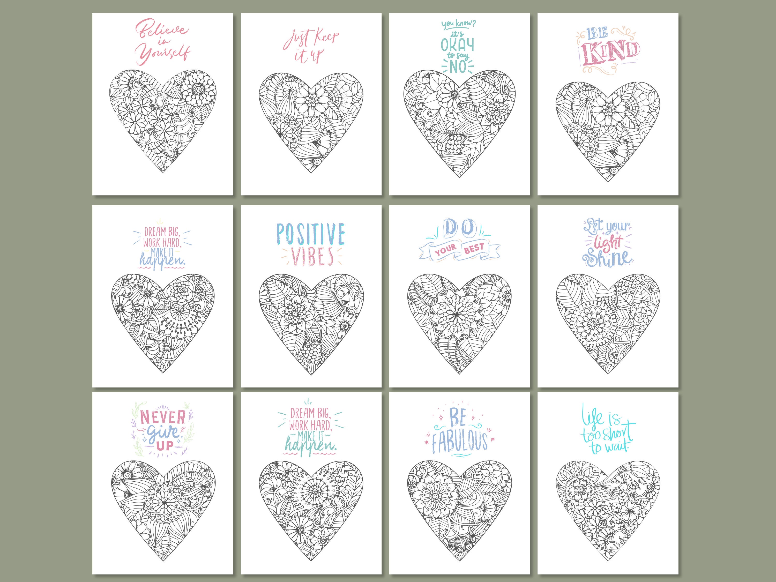 Mandala Coloring Pages Bundle Adults Teens Printable Mandala Heart ...
