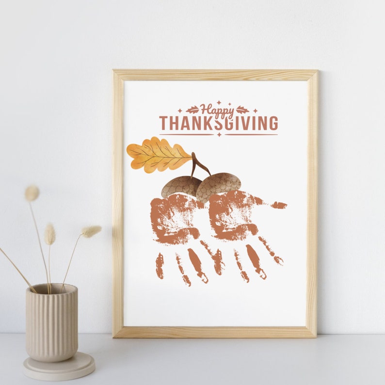 Thanksgiving Handprint Craft Acorn Pair Preschool Toddler Fall ...
