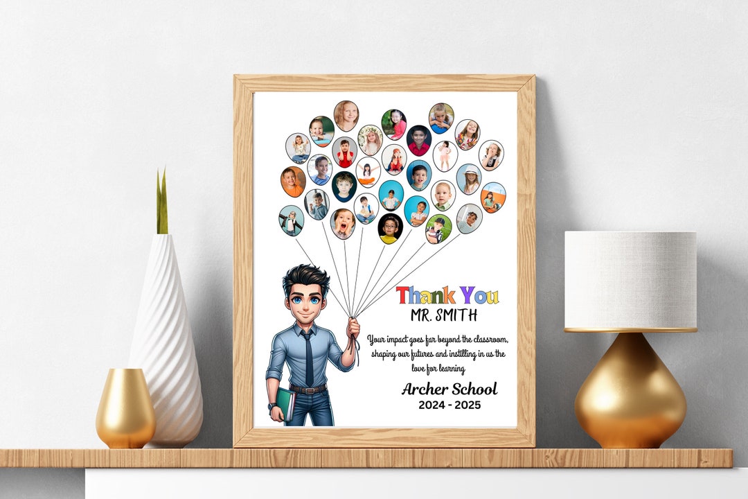 Male Teacher Photo Custom Editable Appreciation Gift From Student Photo ...