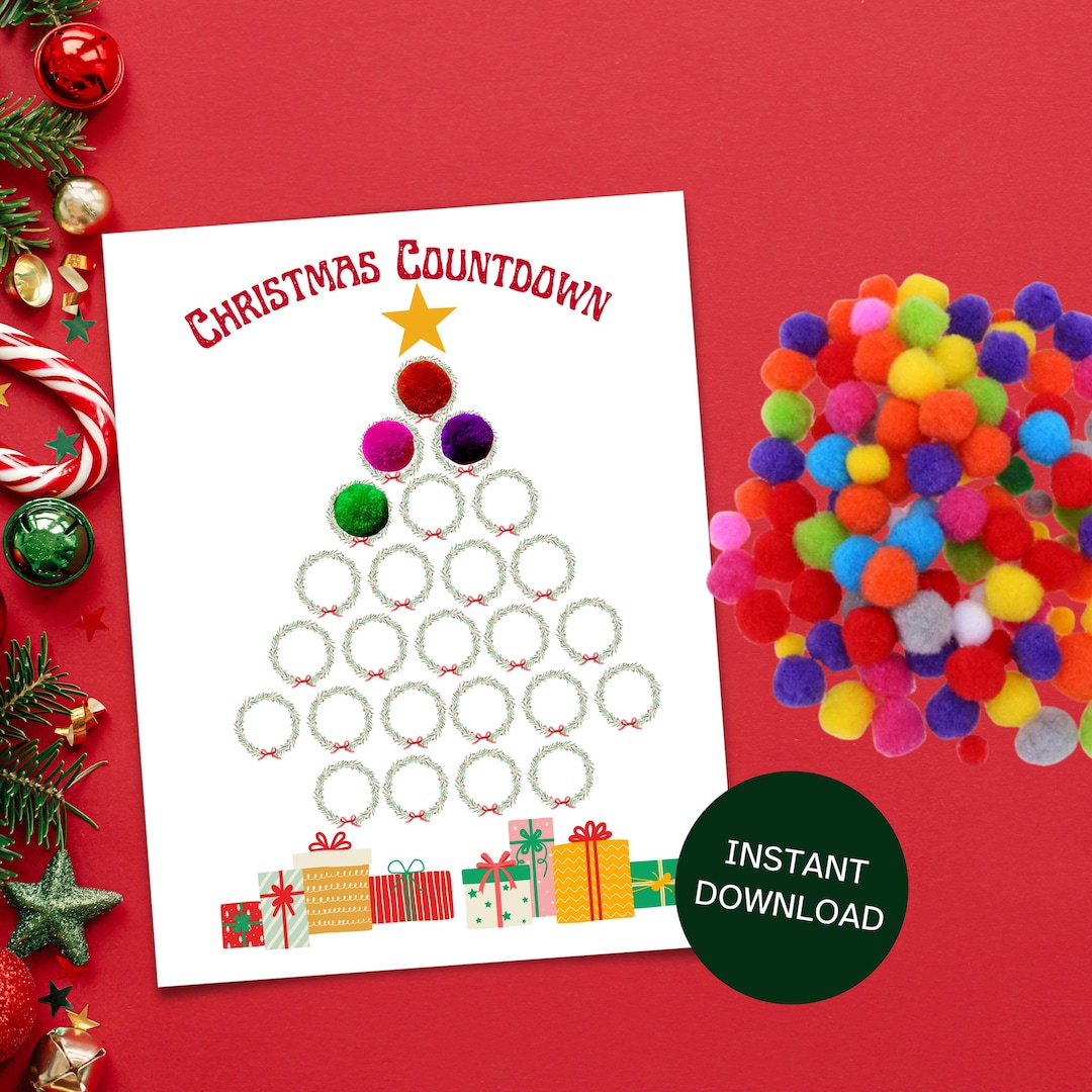 Christmas Tree Countdown for Kids Printable Holiday Countdown Hands on ...