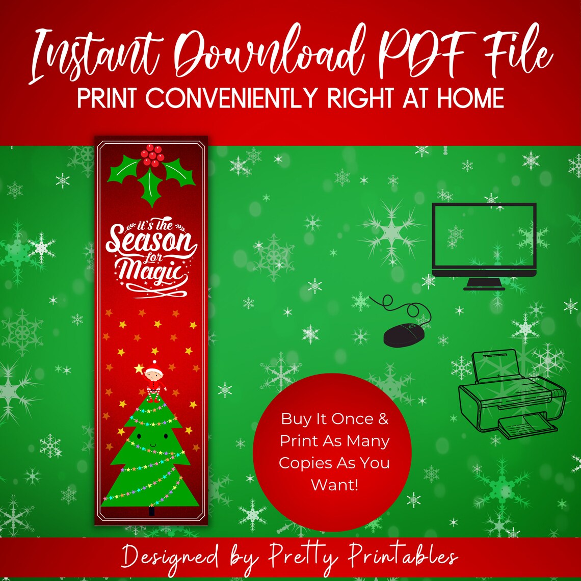 Christmas Bookmarks Printable, Elf Bookmarks Set, Christmas Gift ...